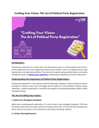 Crafting Your Vision: The Art of Political Party Registration | PDF