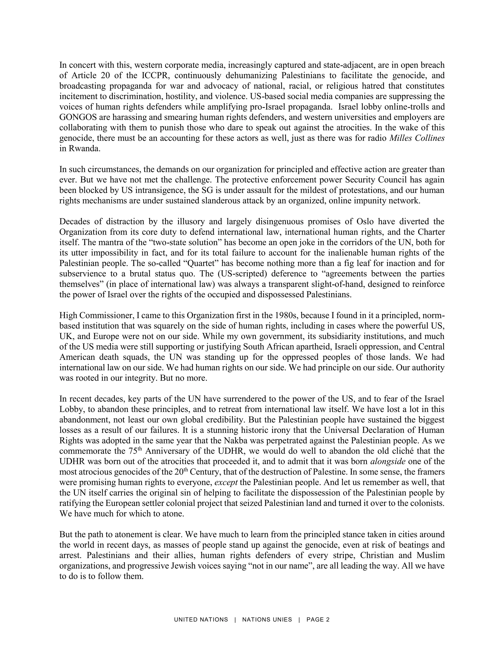 Surat Pengunduran Diri Craig Mokhiber | PDF