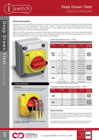 Craig & Derricott Switch Disconnectors Catalogue | PDF