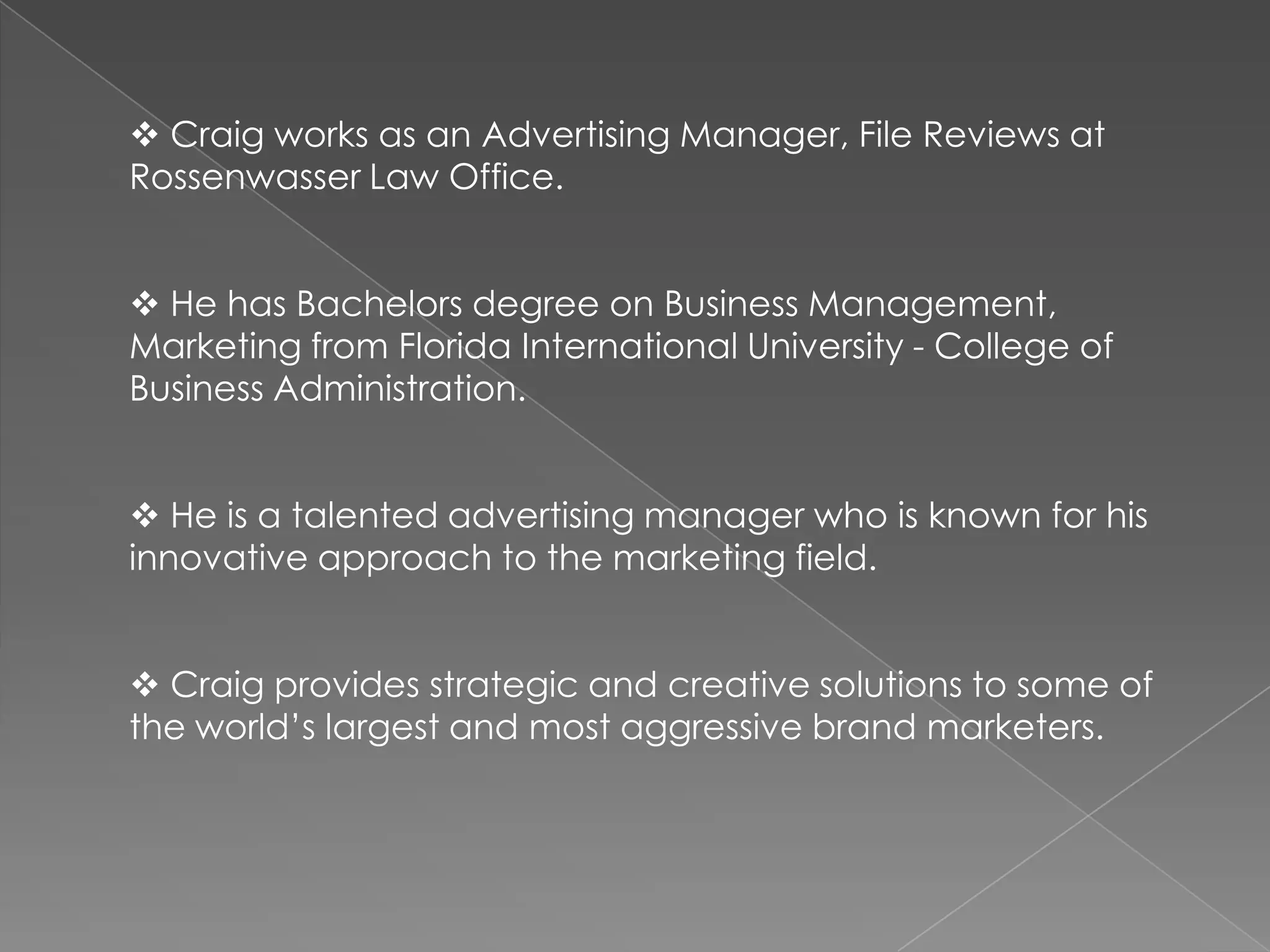 Craig matthew feigin | PPTX