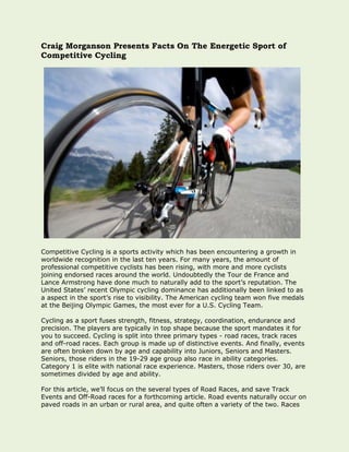 Craig morganson presents facts on the energetic sport of competitive ...
