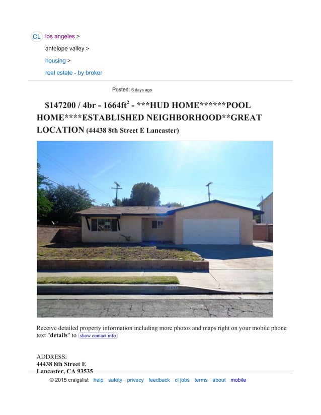 HUD Home Craigslist example12 24-15 | PDF