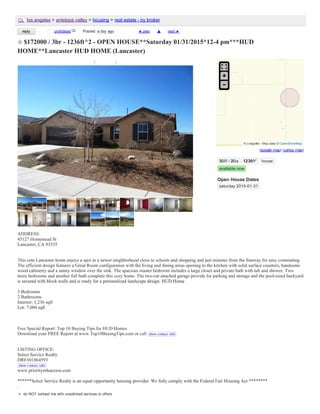 Craigslist Example advertising HUD Open House | PDF