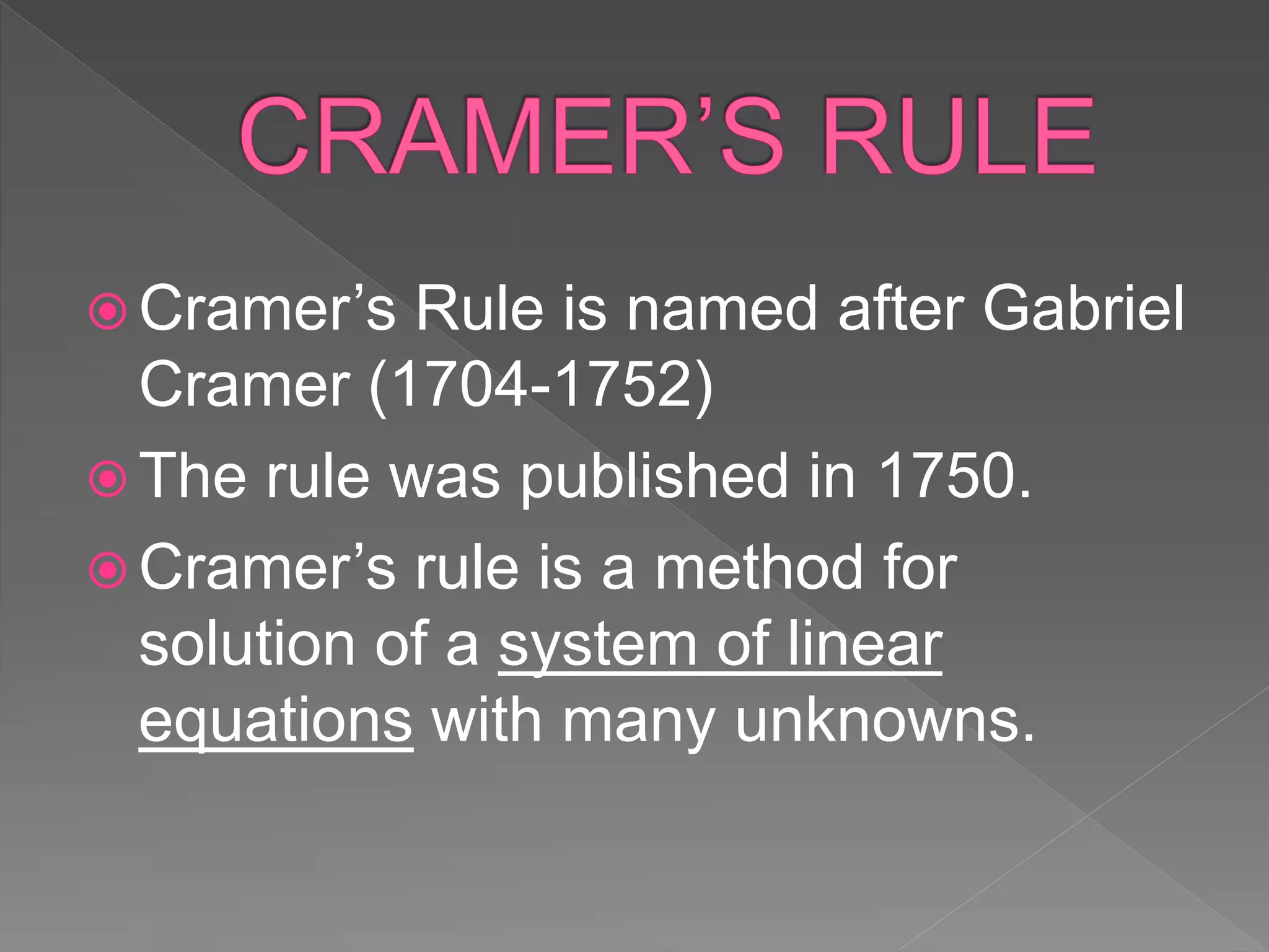 Cramer's Rule | PPTX