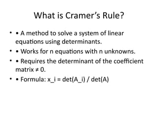 Comprehensive Guide to Solving 3x3 Systems Using Cramer's Rule with ...