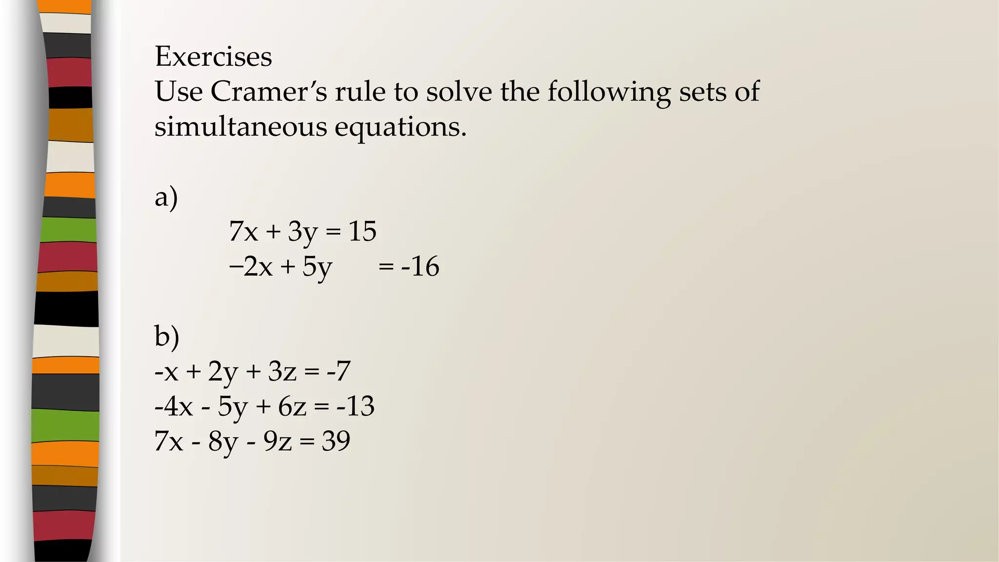 Cramer’s rule of matrix | PPTX
