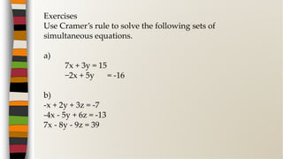 Cramer’s rule of matrix | PPTX