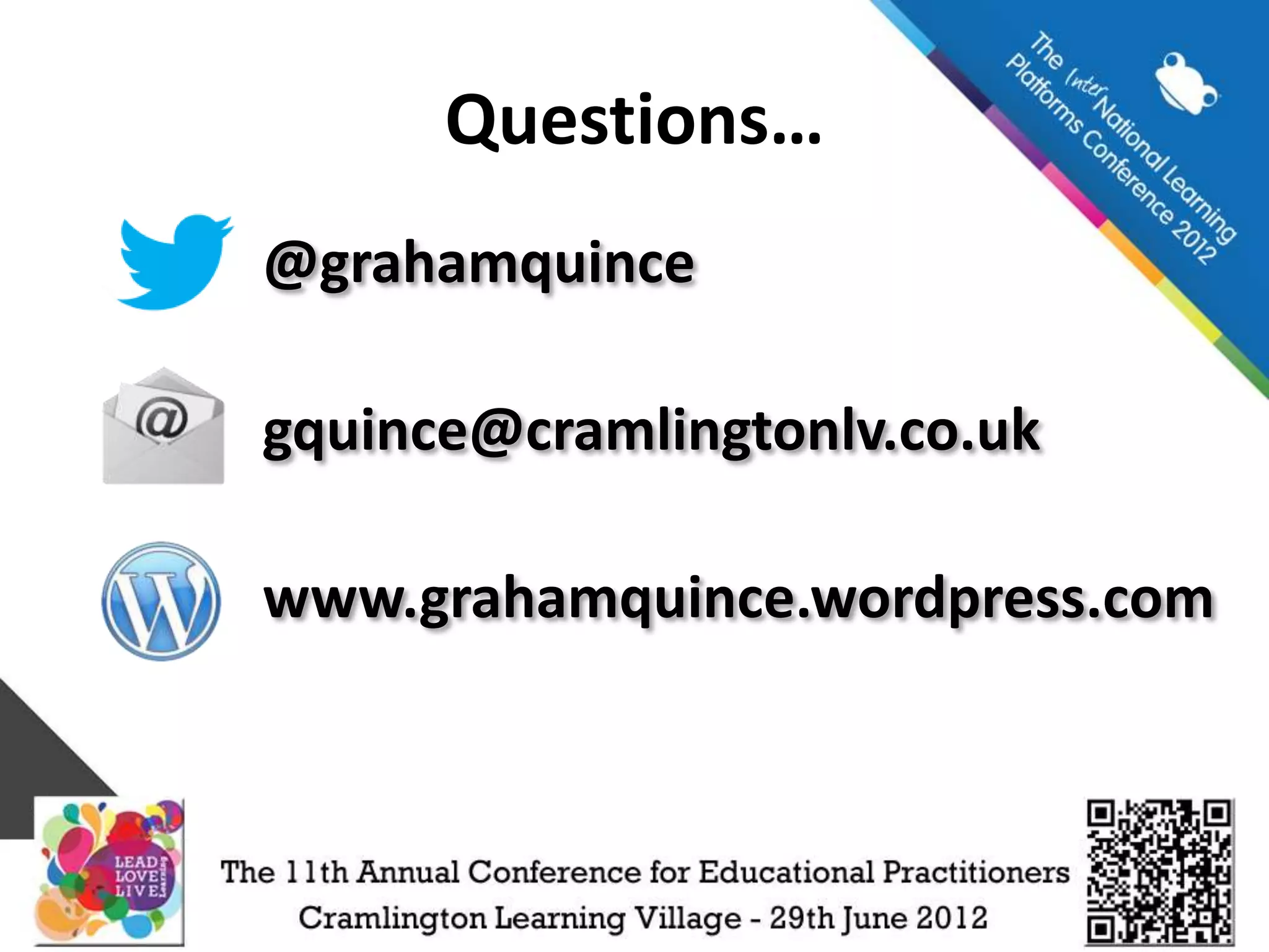 Cramlington Learning Village Presentation from #frog12 | PPT