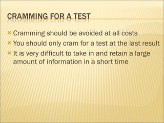 Cramming techniques for tests97 | PPT