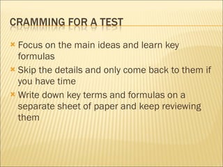 Cramming techniques for tests97 | PPT