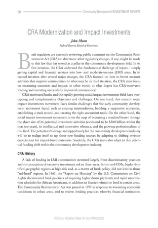 Community Reinvestment Act Modernization 2010 | PDF | Home Financing ...