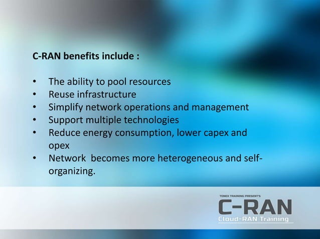 C-RAN, Cloud RAN Training | Tonex Training | PPTX