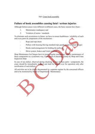 Failure of hook assemblies causing fatal / serious injuries | PDF