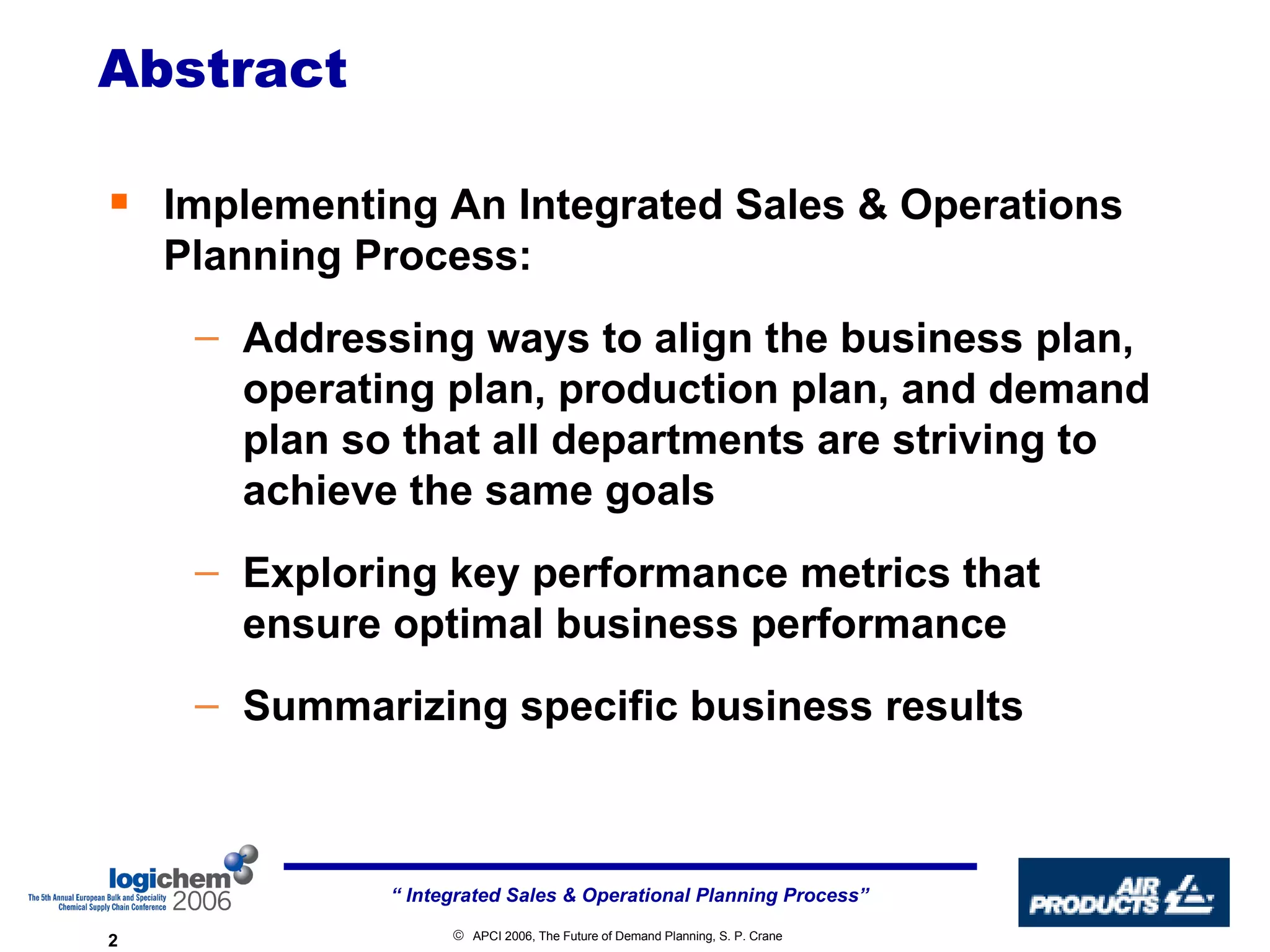 Implementing An Integrated Sales And Operations Planning Process | PPT