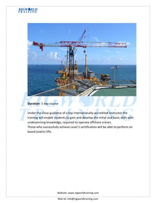 Crane Operator Training - RigWorld Training Center | PDF