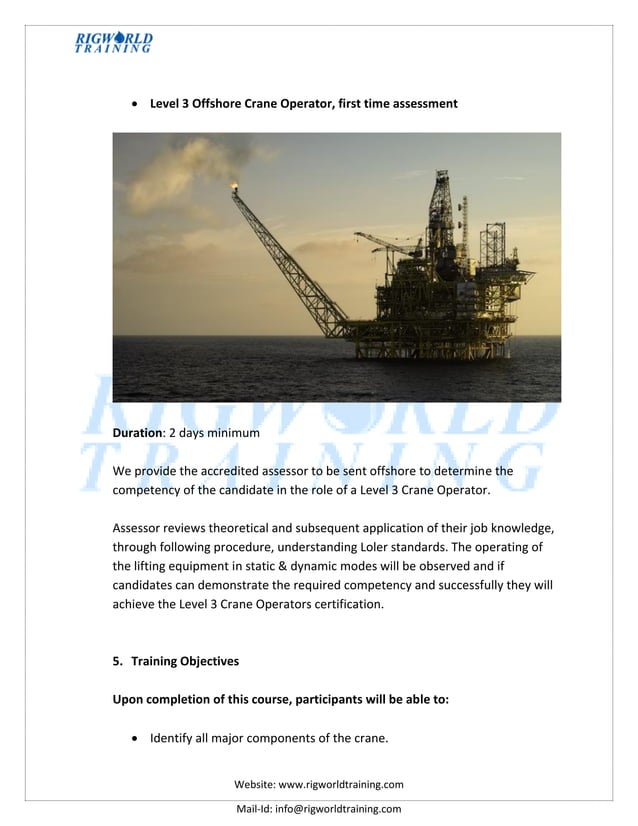 Crane Operator Training - RigWorld Training Center | PDF