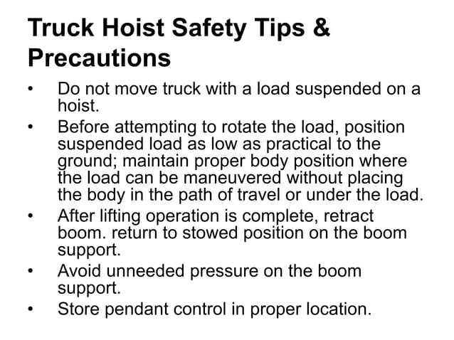 CRANES HOISTS Truck Cranes-Safe Operations of Cranes, hoists and truck ...