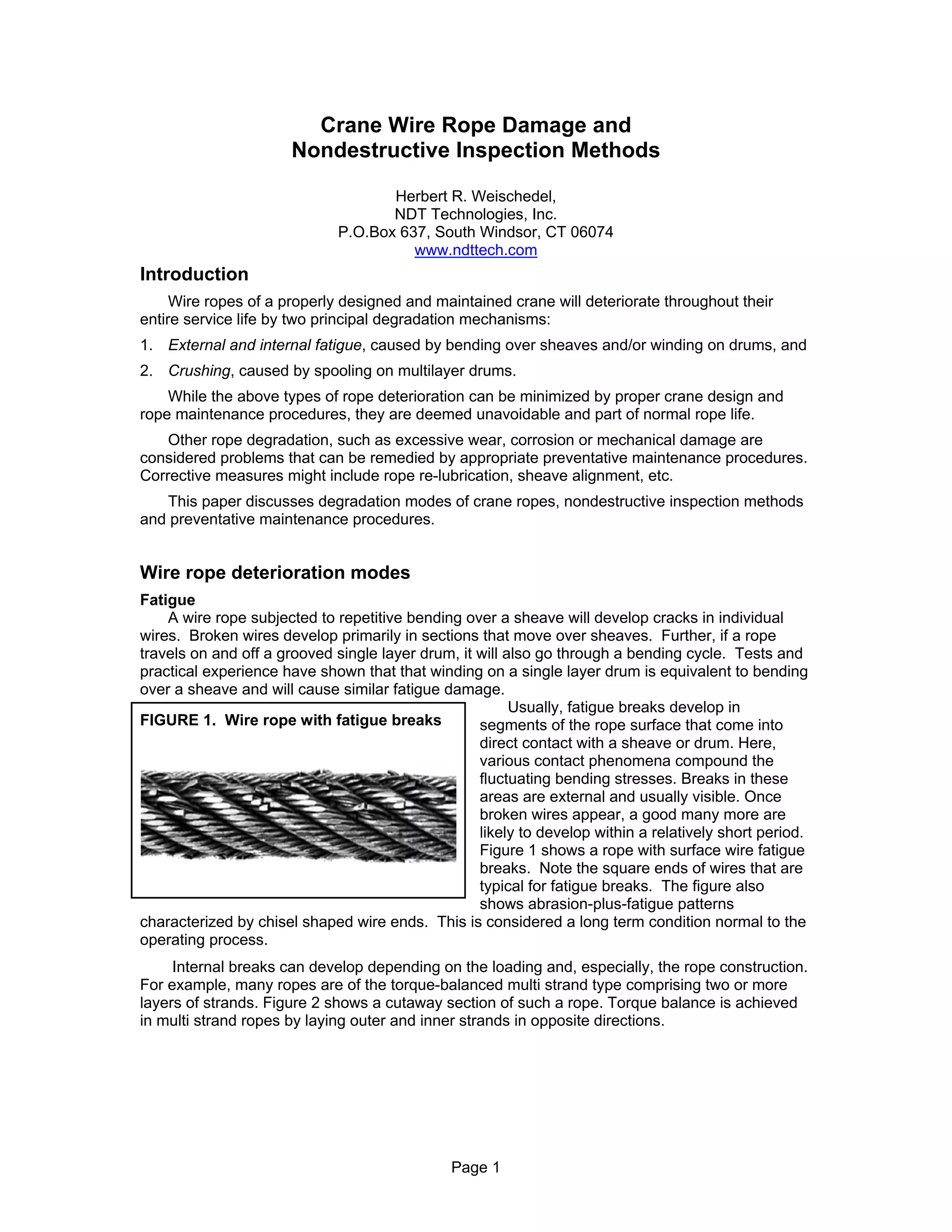 Crane wire rope damage and inspection methods | PDF