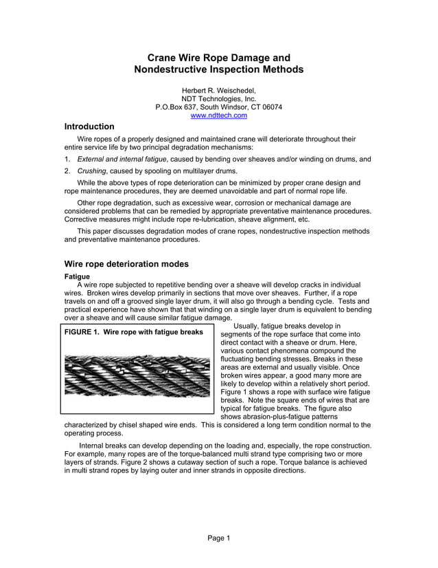 Crane wire rope damage and inspection methods | PDF