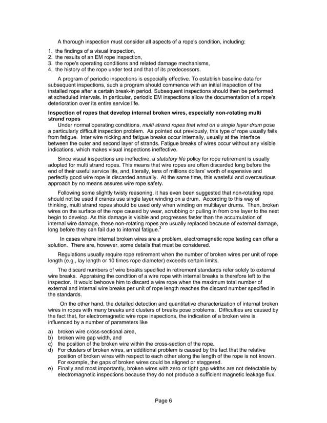 Crane wire rope damage and inspection methods | PDF