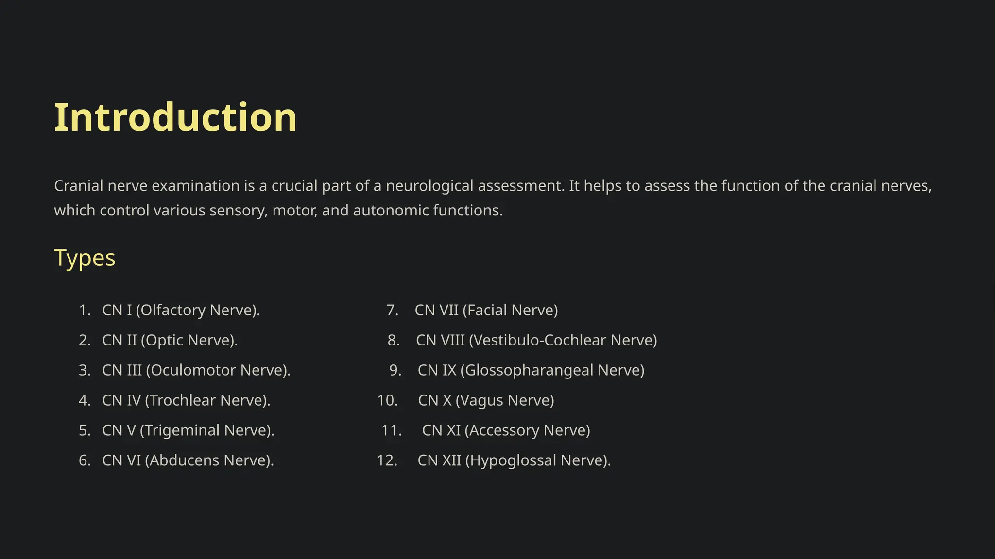 Cranial Nerve Examination : A Comprehensive Guide | PPTX