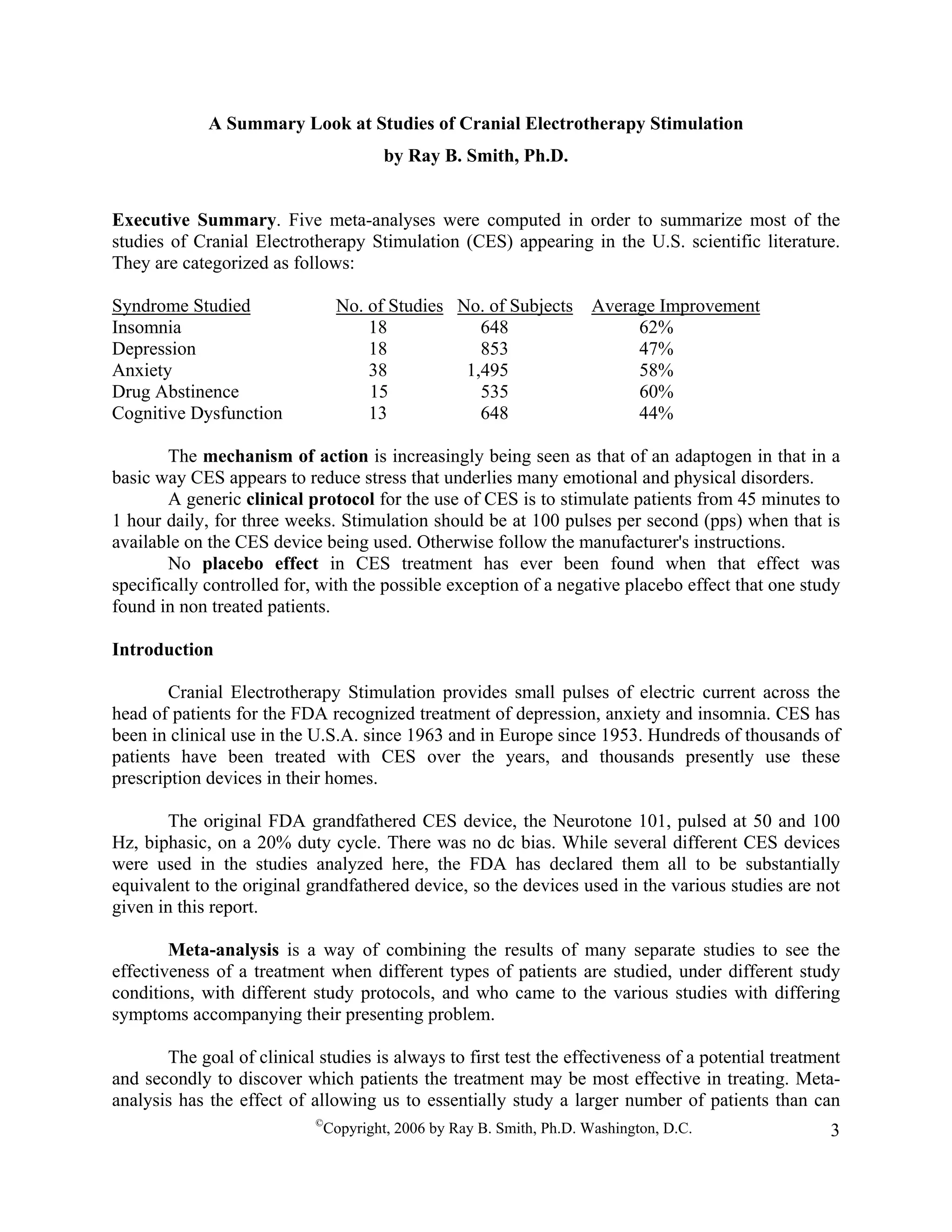 Cranial electrotherapy stimulation by Ray B. Smith, Ph.D. | PDF