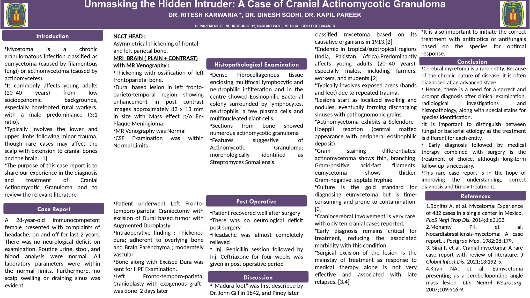 Cranial Actinomycotic Mycetoma Case Presentation | PPTX