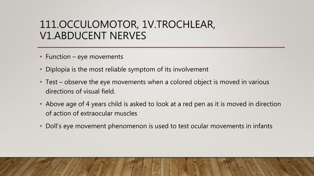 Examination of Cranial nerves - Pediatrics | PPTX