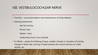 Examination of Cranial nerves - Pediatrics | PPTX