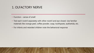 Examination of Cranial nerves - Pediatrics | PPTX