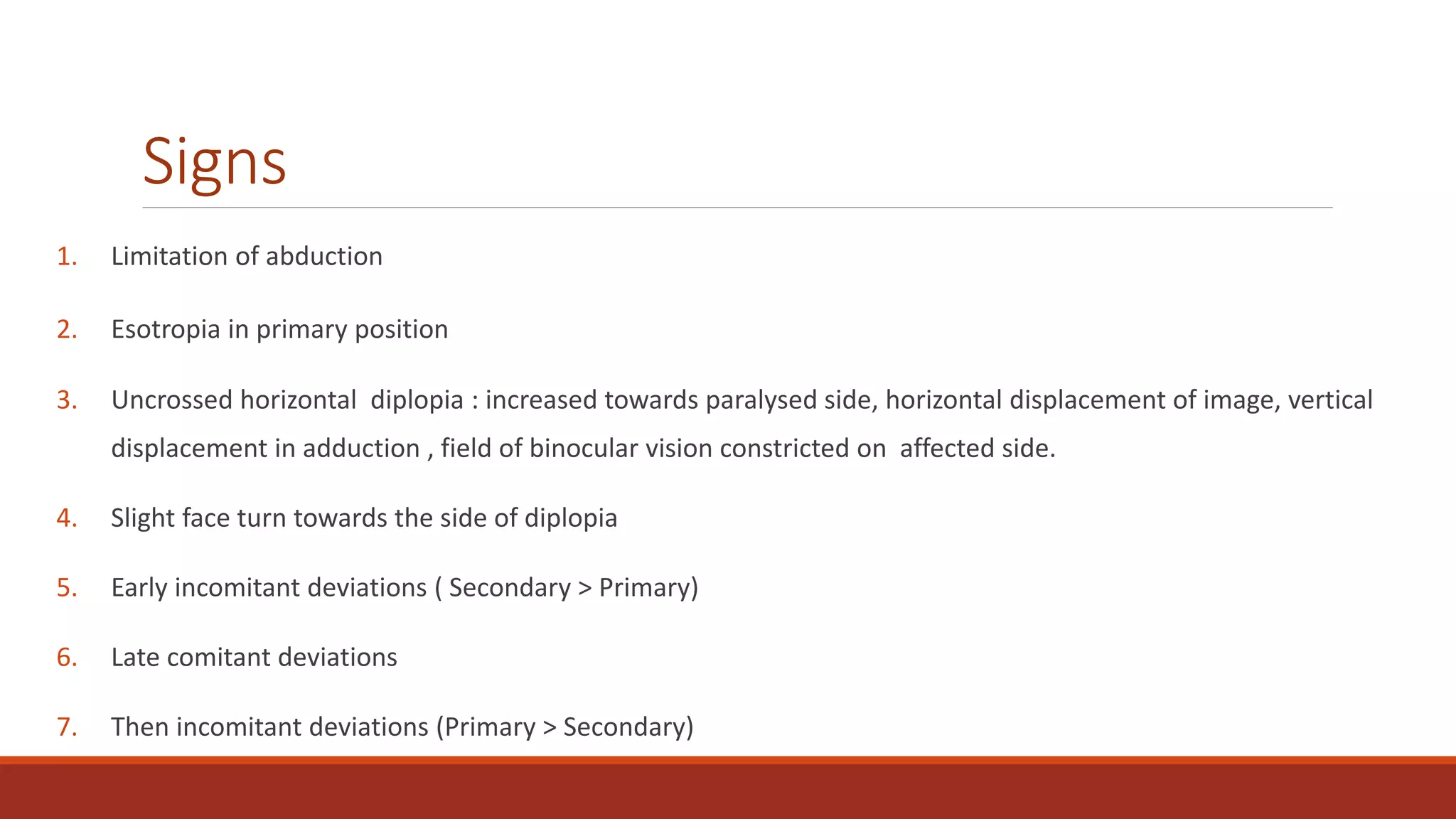 SIXTH CRANIAL NERVE PALSY- Diagnosis and management | PPTX
