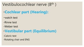 Cranial nerves examination | PPTX | Ear, Nose and Throat Conditions ...
