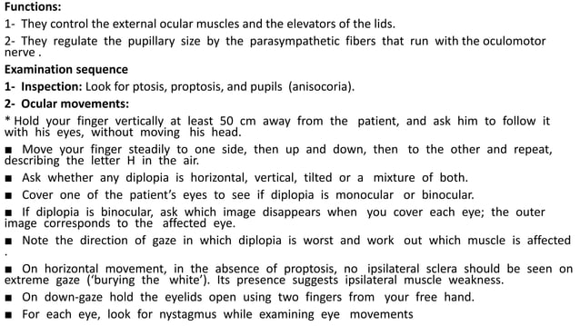 Cranial nerve examination | PPTX | Eye and Vision Conditions | Diseases ...
