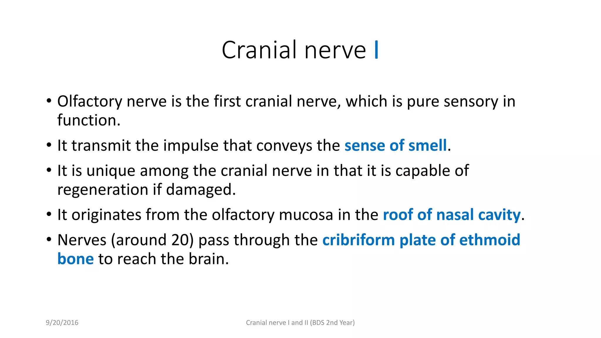 Cranial nerve I and II | PDF