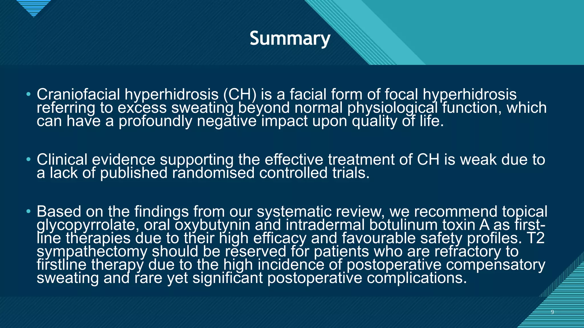 Craniofacial Hyperhidrosis | PPTX