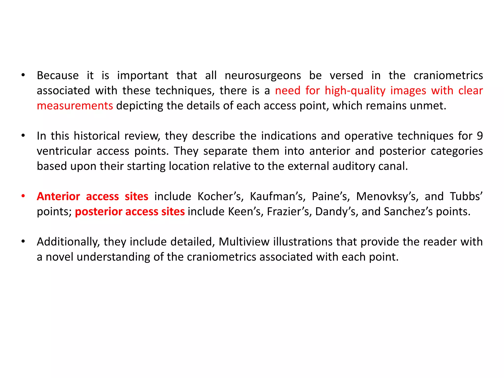 Craniometrics and ventricular access | PPTX