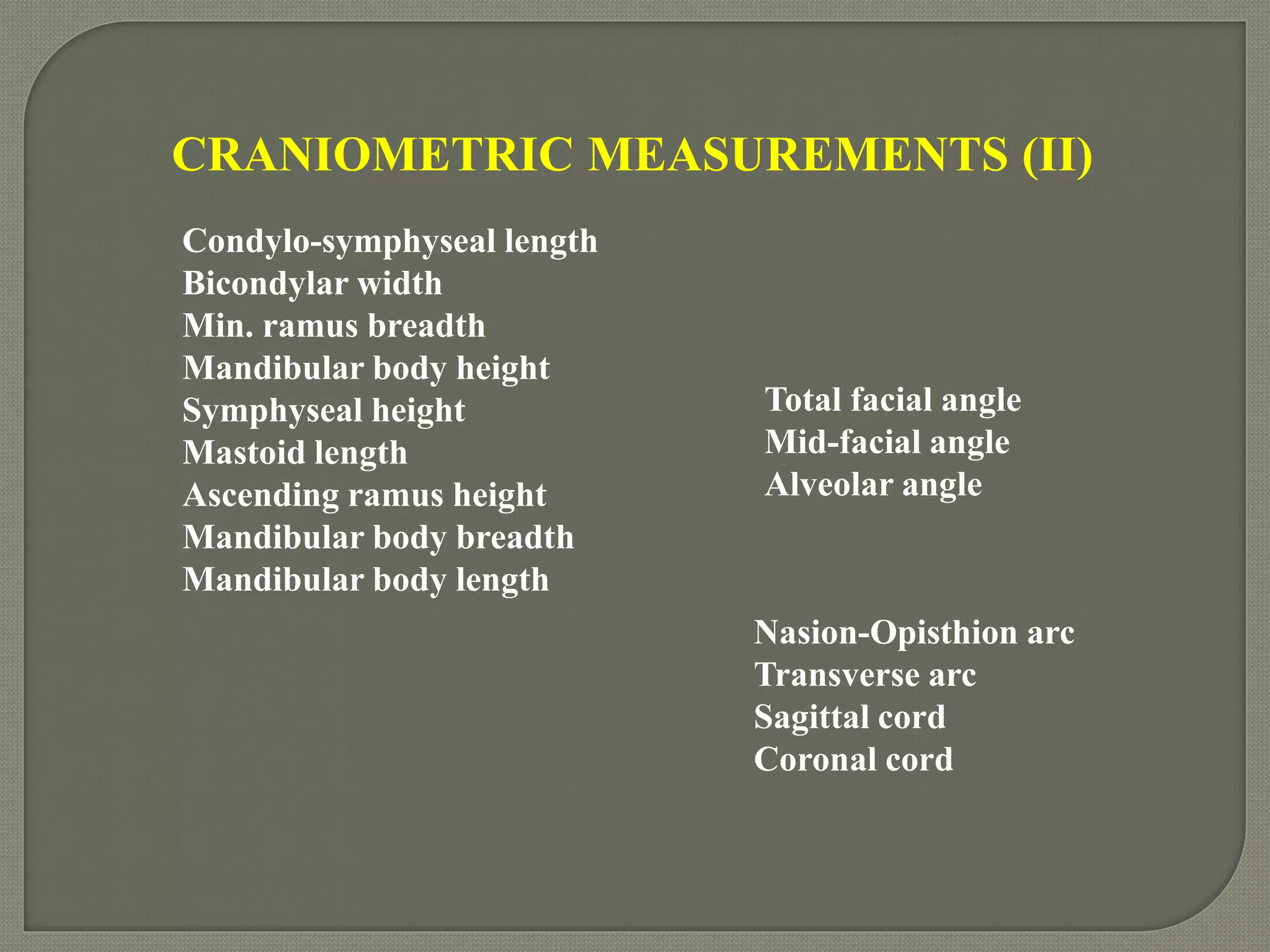 Craniometry.pptx | Bone and Joint Conditions | Diseases and Conditions