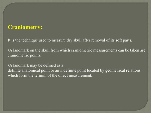 Craniometry.pptx | Bone and Joint Conditions | Diseases and Conditions