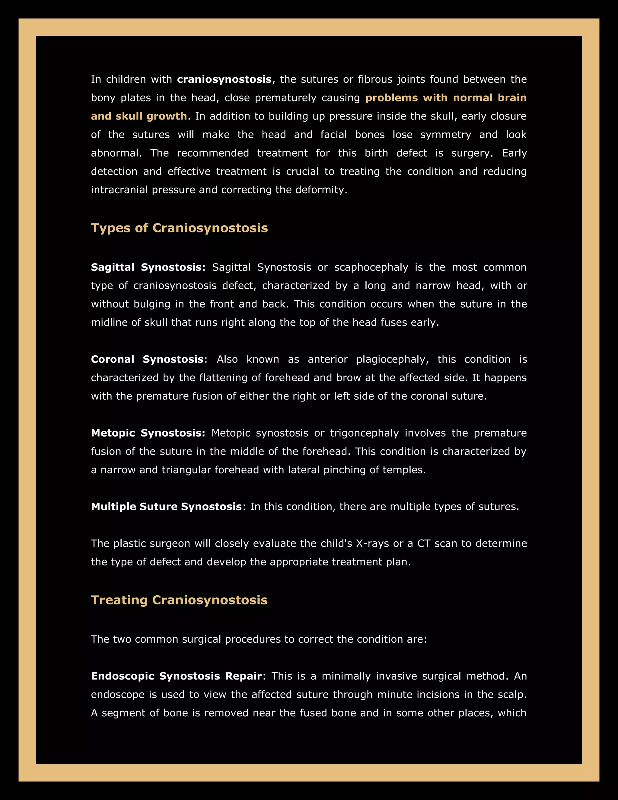 Craniosynostosis types-and-treatment | PDF