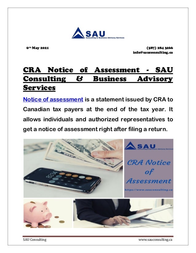 CRA Notice of Assessment - SAU Consulting & Business Advisory Services