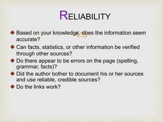 CRAP Test for website credibility | PPT