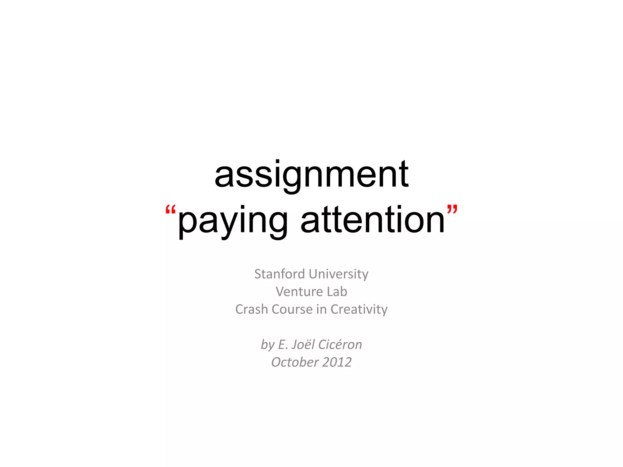 Crash creativity-course-assignment 2 | PPTX