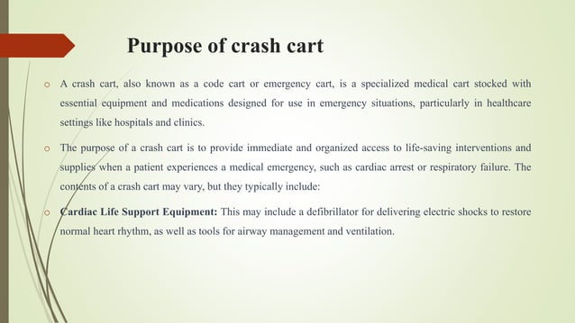 Use of Emergency Crash cart for sever condition.pptx | First Aid | Injuries