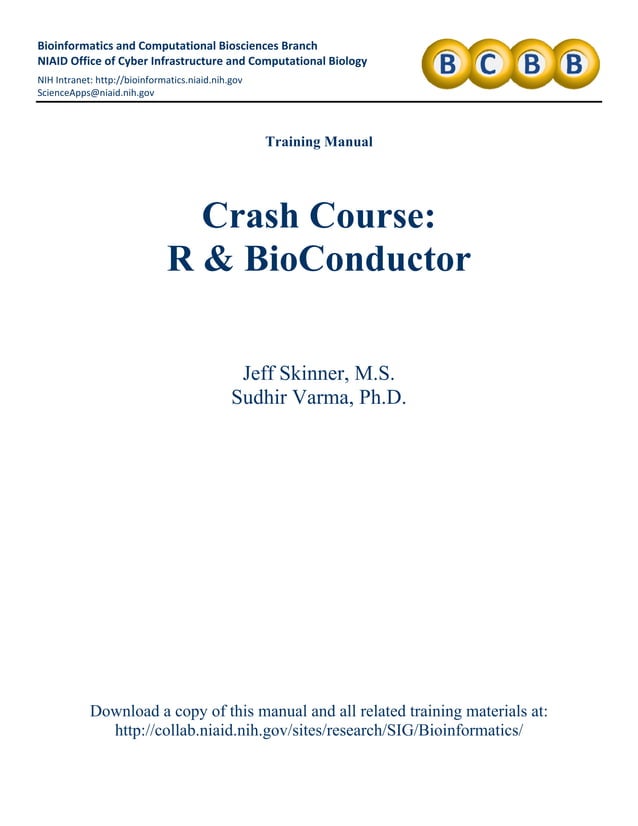 Crash course in R and BioConductor | PDF