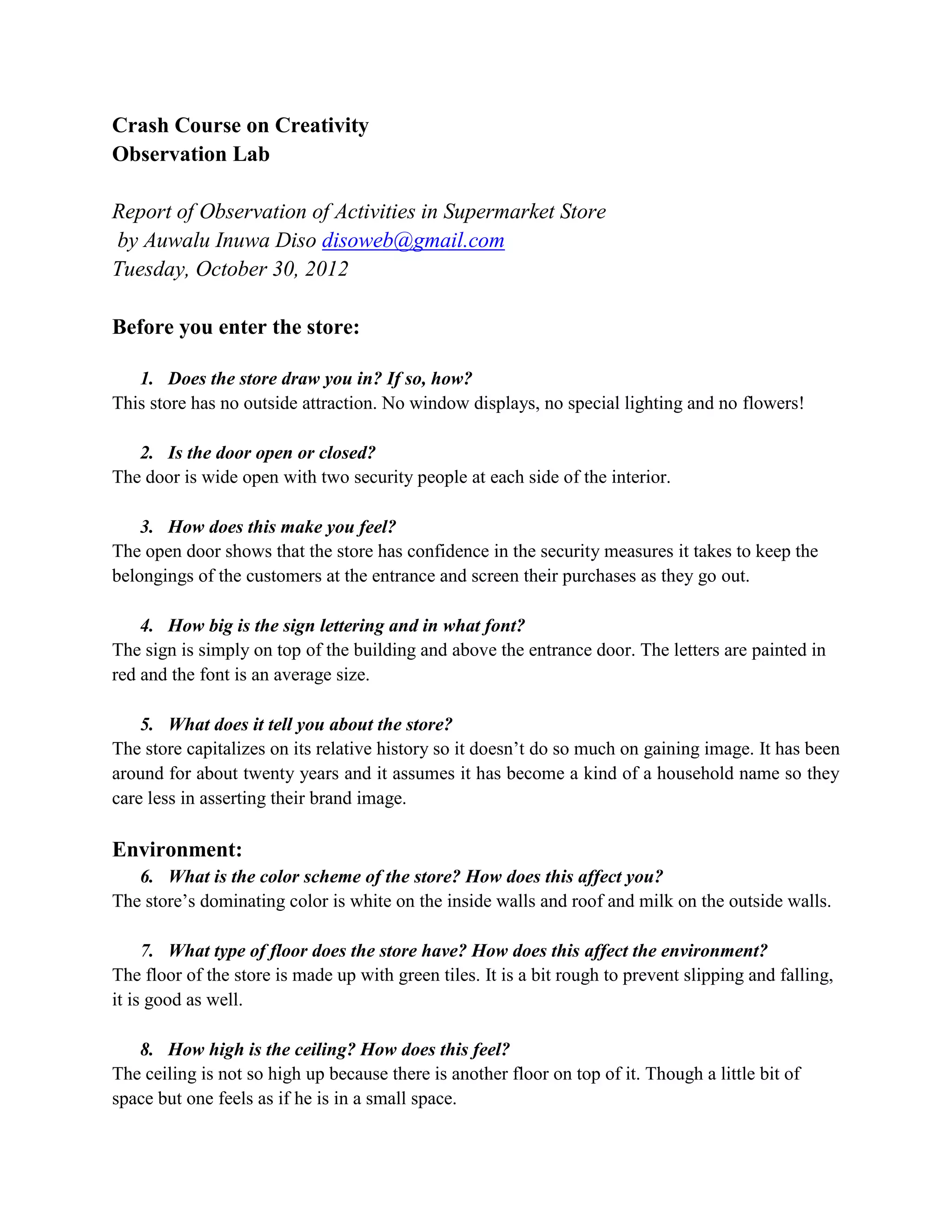 Crash course on creativity [attention assignemt] ai diso | PDF