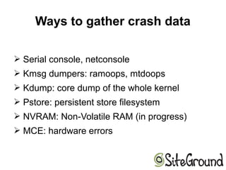 Linux Kernel Crashdump | ODP | Operating Systems | Computer Software and Applications
