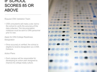 Grade your college-readiness initiatives using CRA college readiness ...