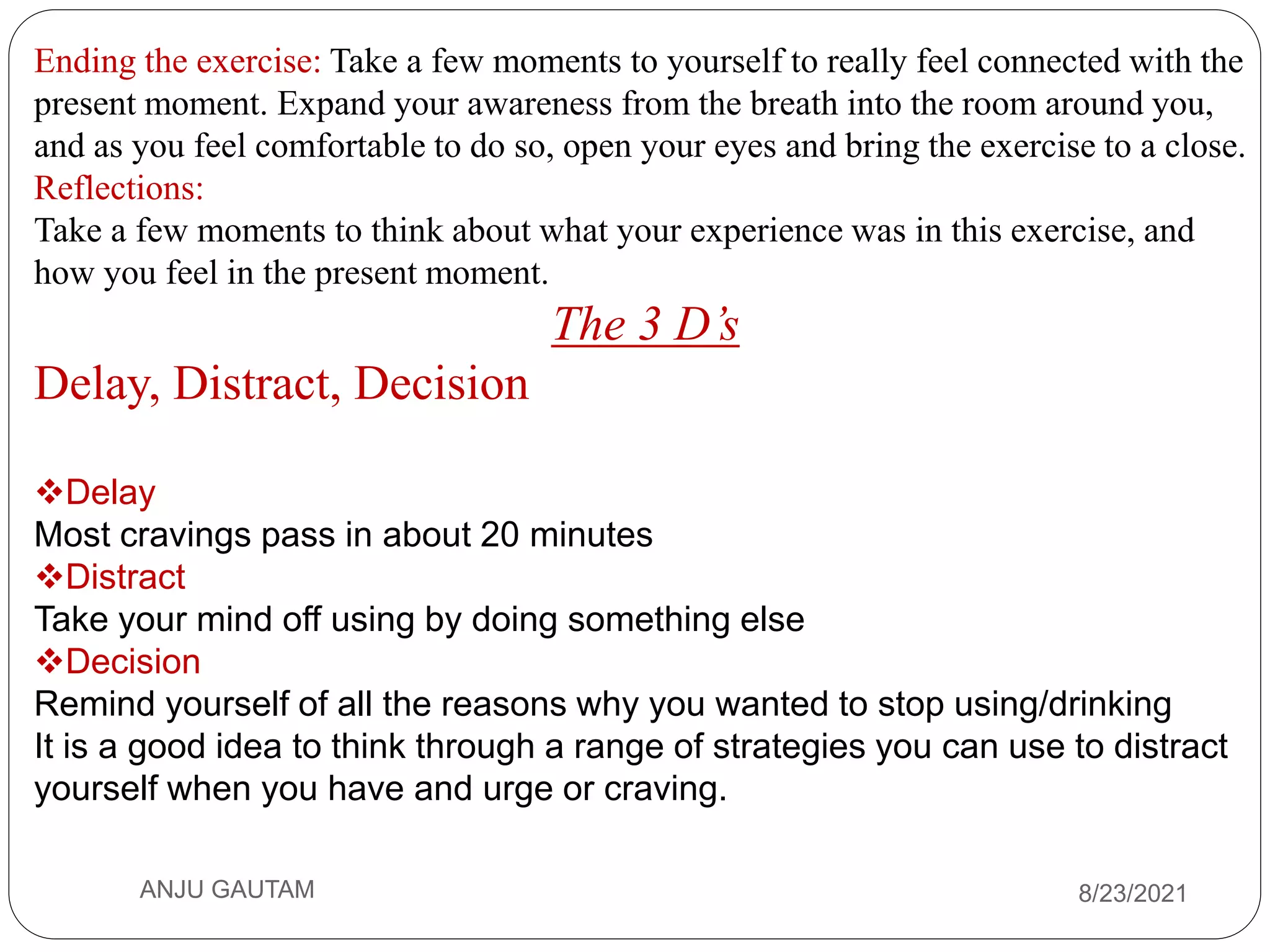 Managing Cravings & triggers | PPTX