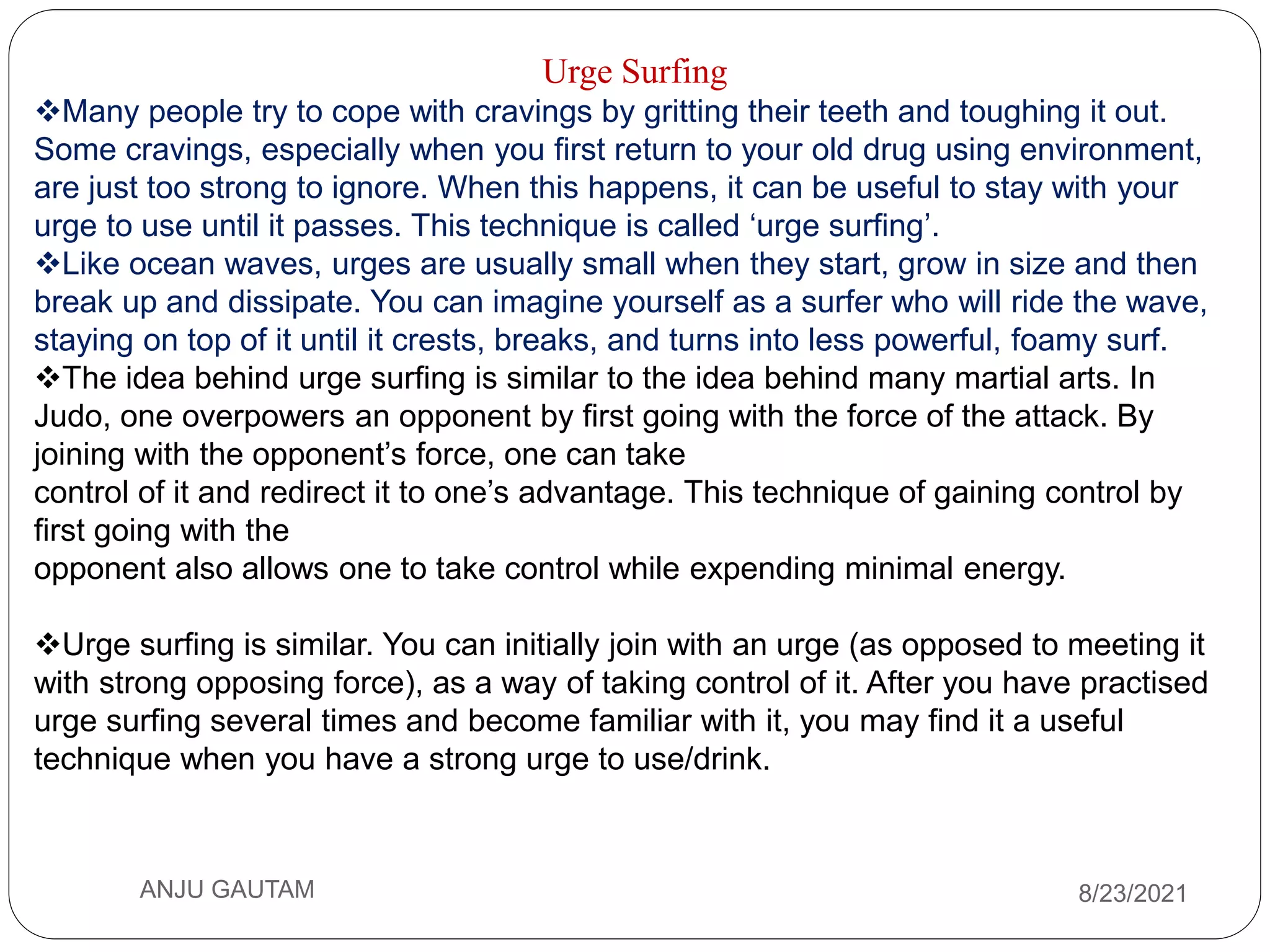 Managing Cravings & triggers | PPTX