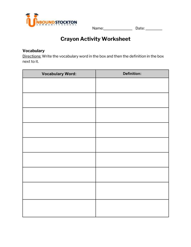 Crayon Activity Handout For the Crayon A | PDF